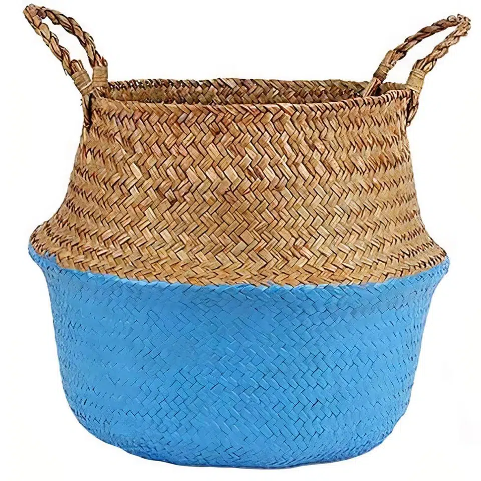 Cache pot osier bleu - La boutique bohème