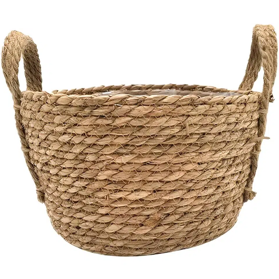 Cache pot osier & fibre de paille tressée - La boutique bohème