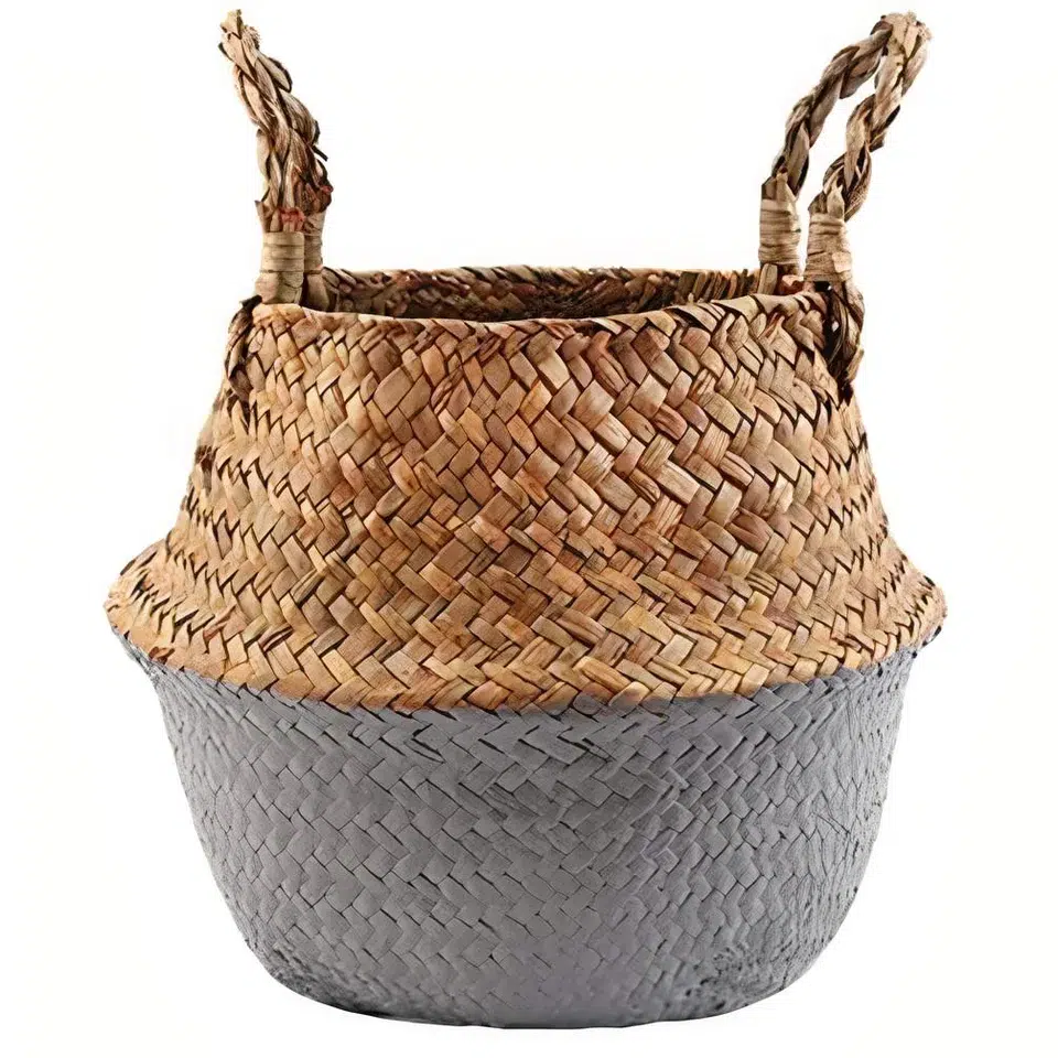 Cache pot osier gris - La boutique bohème