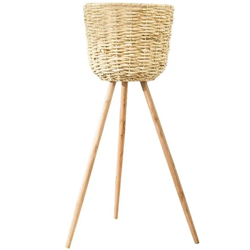 Cache pot osier pieds en bois - La boutique bohème