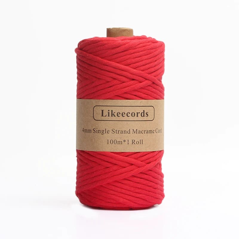 Fil macramé 4 mm rouge 100m - La boutique bohème