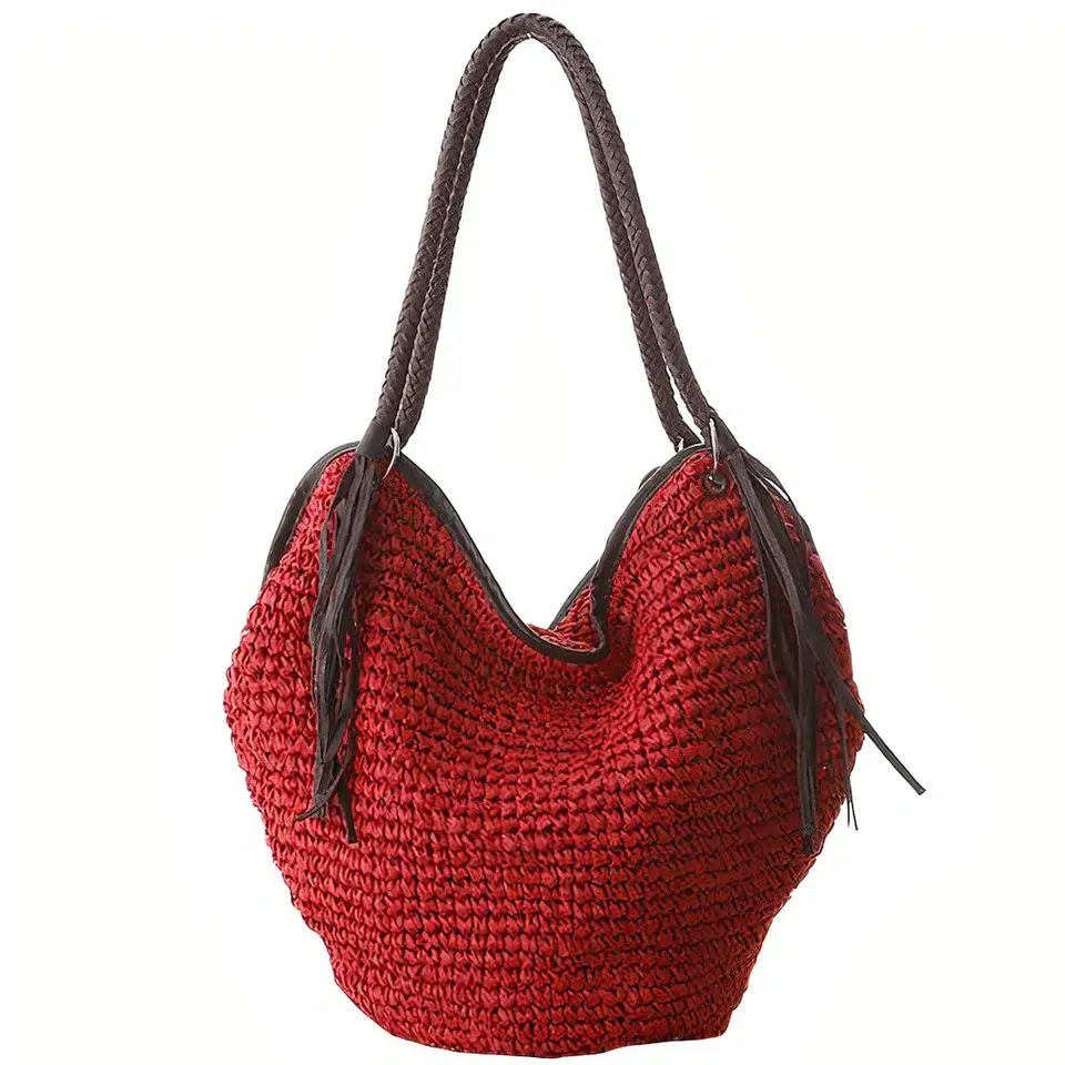Sac à main paille rouge - La boutique bohème