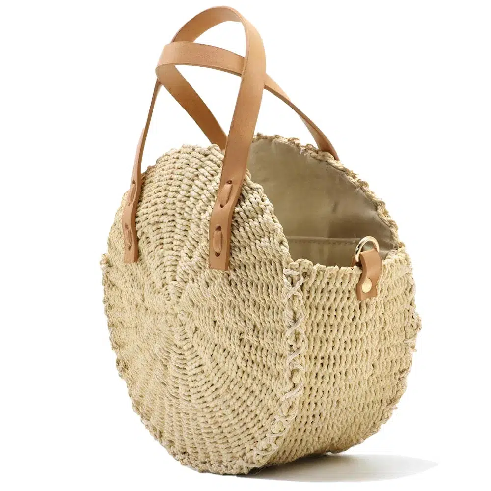 Sac paille rond petit & beige - La boutique bohème