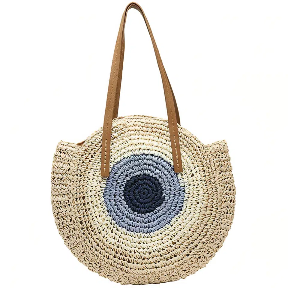 Sac rond paille de plage - La boutique bohème