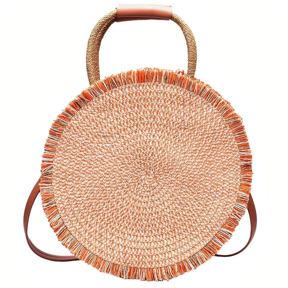 Sac rond paille plage soleil - La boutique bohème